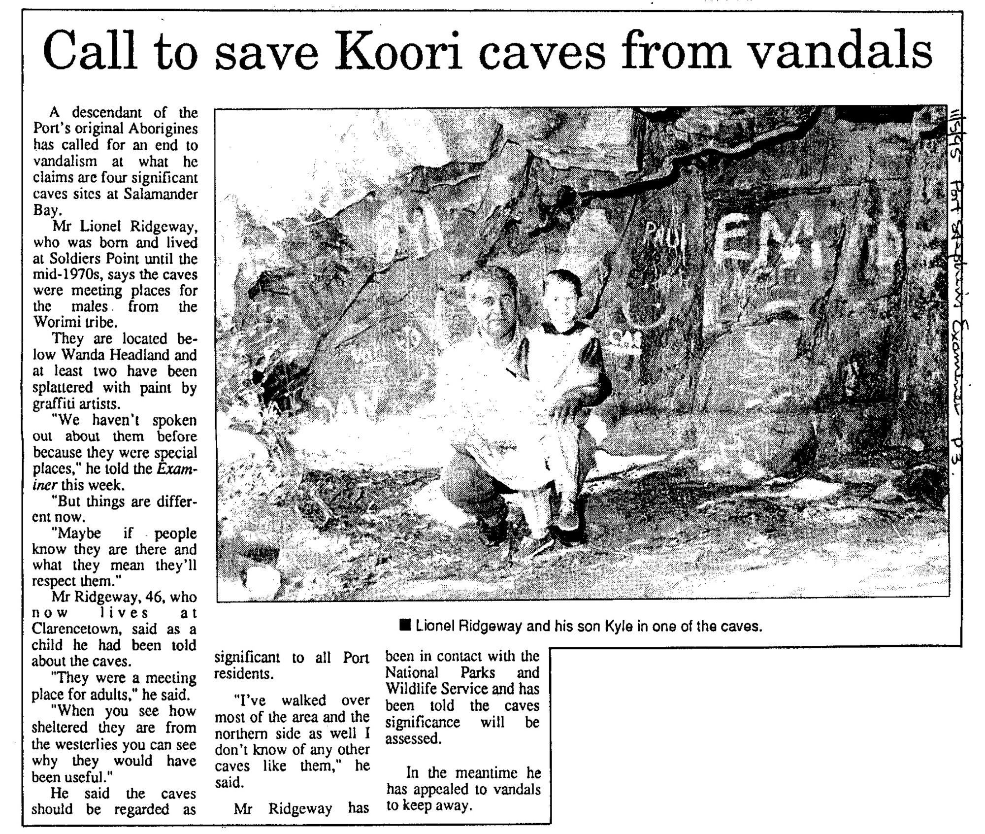 Maaiangal Ngura (Clan) of the Worimi Nation. Nine news clippings ...