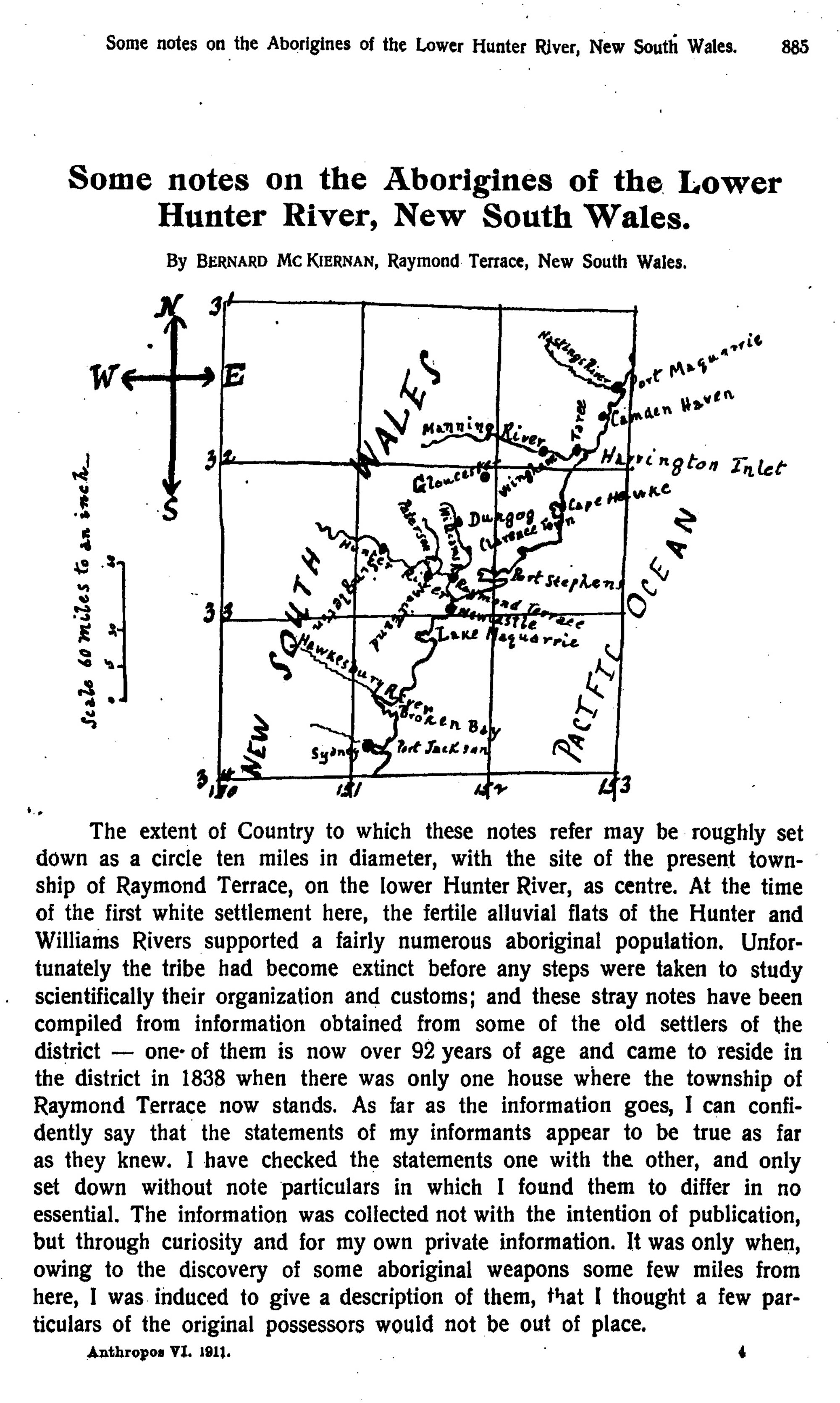 Some notes on the Aborigines of the Lower Hunter River, New South Wales ...