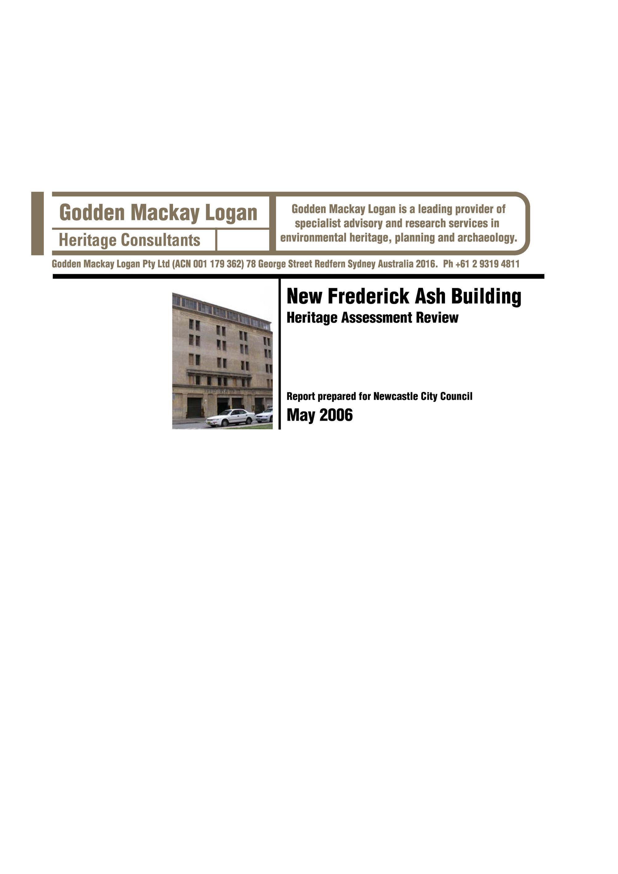 New Frederick Ash Building - Heritage assessment review, May 2006 ...