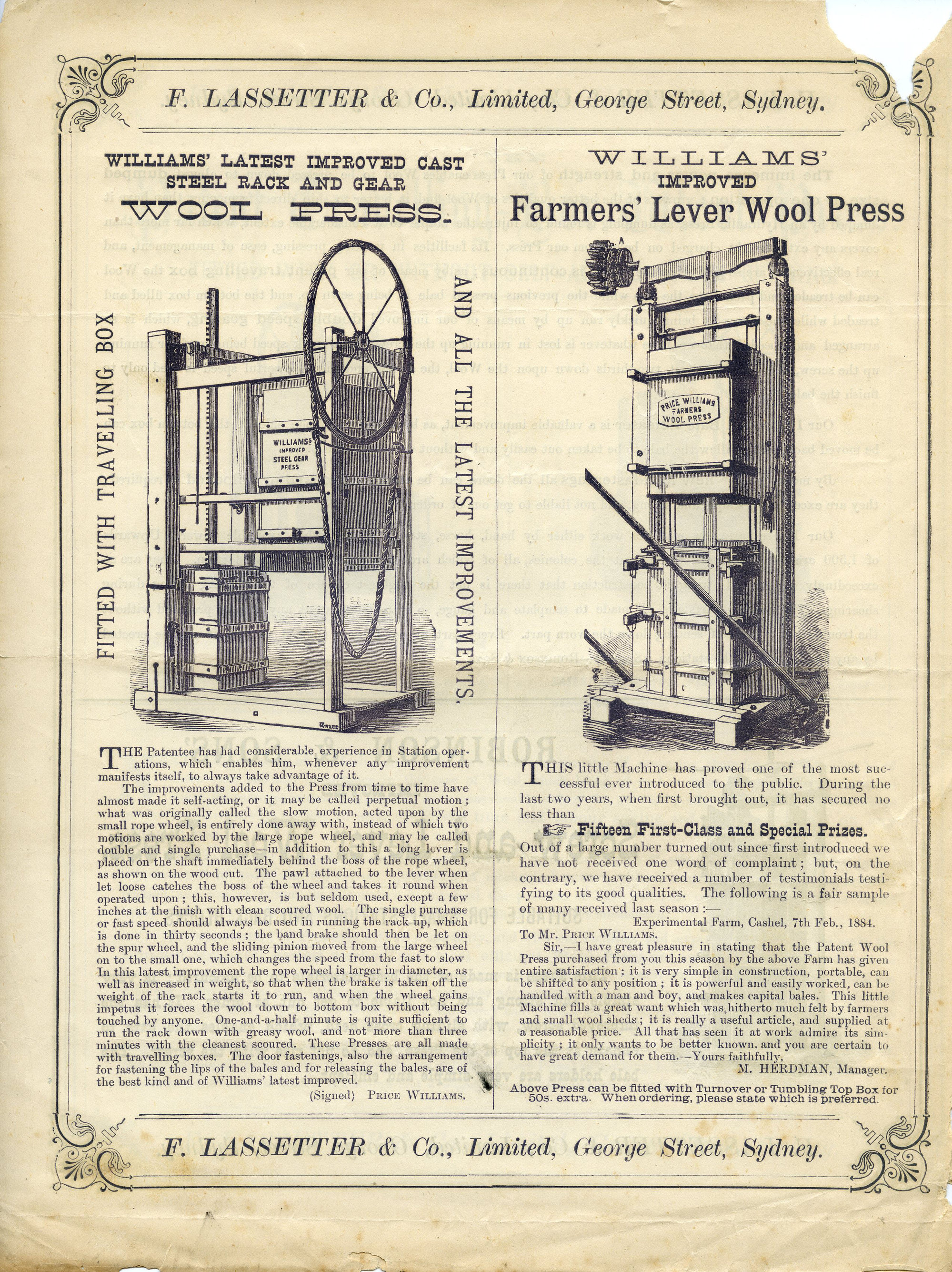 F. Lassetter and Co., George St., Sydney catalogue - Williams wool ...