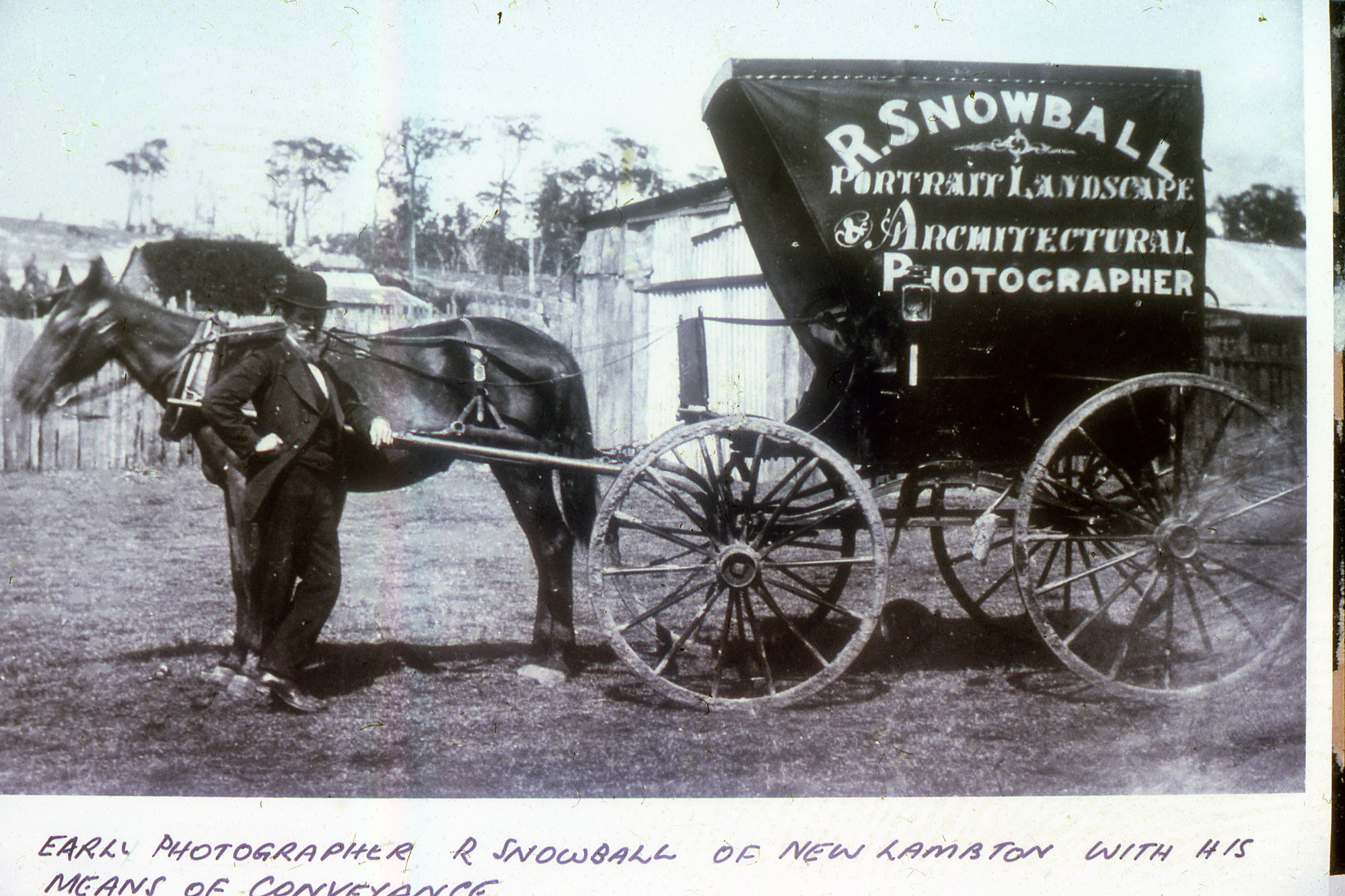 Early photographer Ralph Snowball of New Lambton with his means of ...