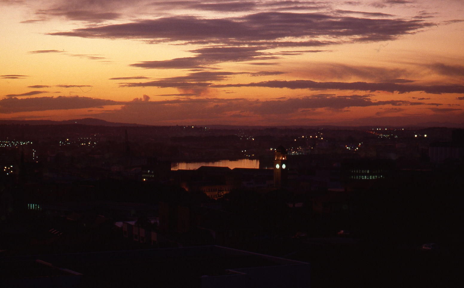 Sunset view from the Obelisk, looking towards harbour, Newcastle, NSW ...