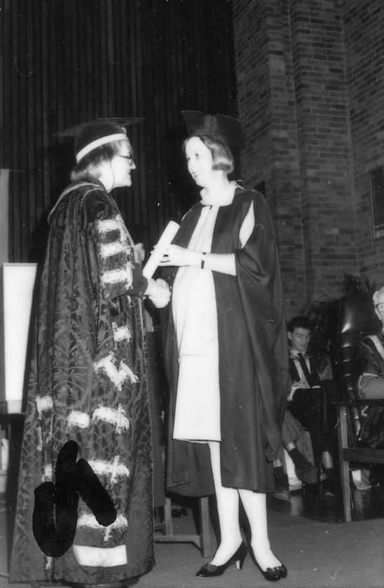 Chancellor Justice Elizabeth Evatt hands a graduate her Degree at the ...