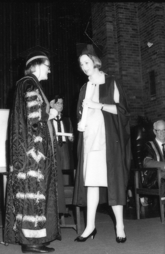 Chancellor Justice Elizabeth Evatt hands a graduate her Degree at the ...