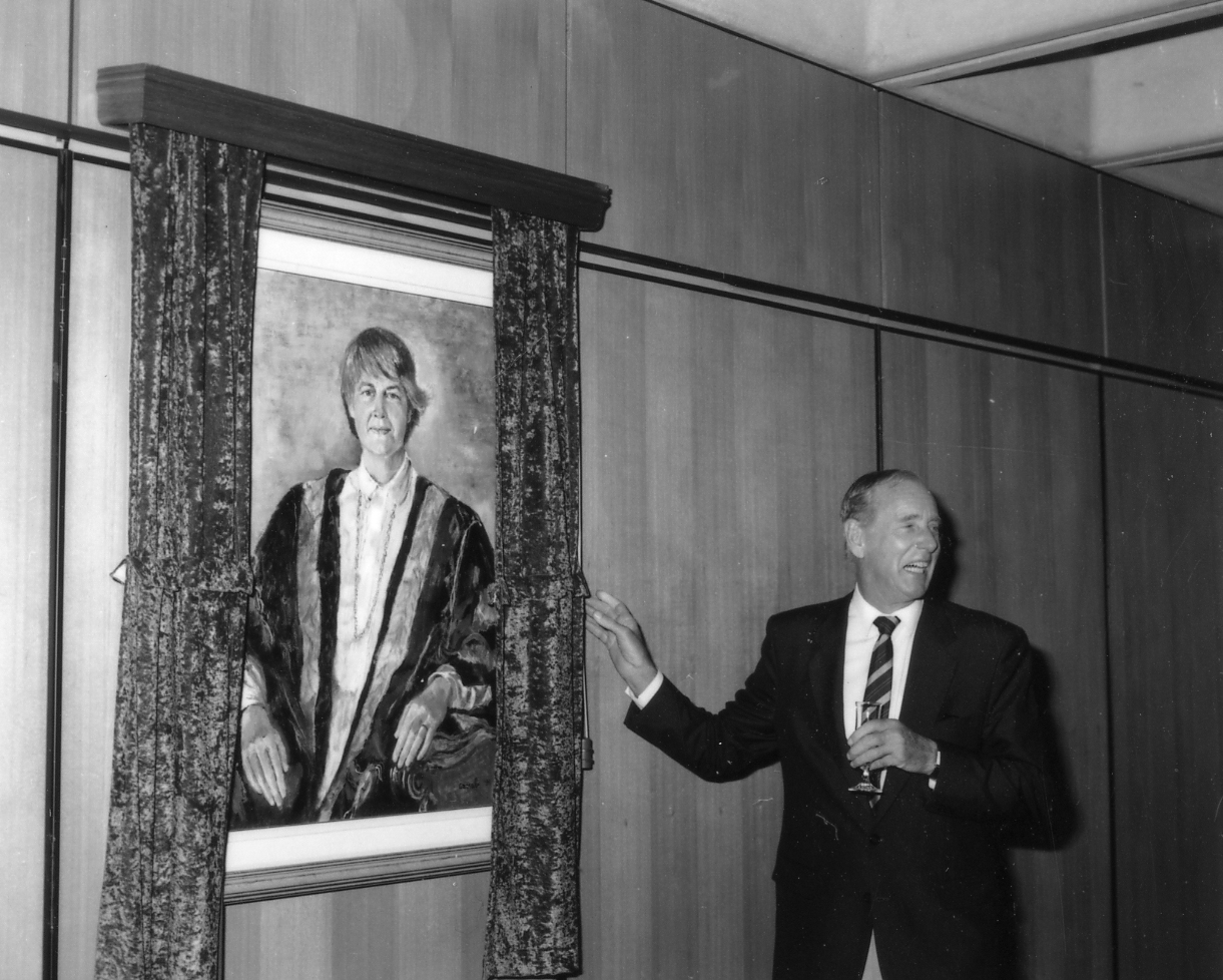Mr. John Peschar unveils a portrait of Chancellor, Justice Elizabeth ...