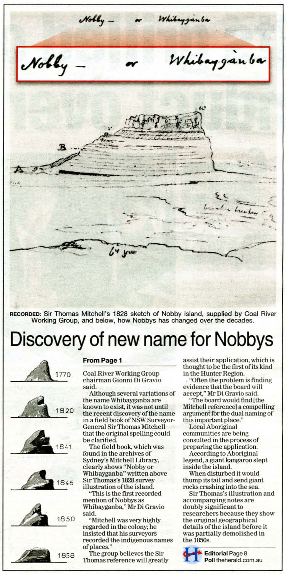 Nobbys (Whibayganba) - Discovery of new name for Nobbys | Living Histories