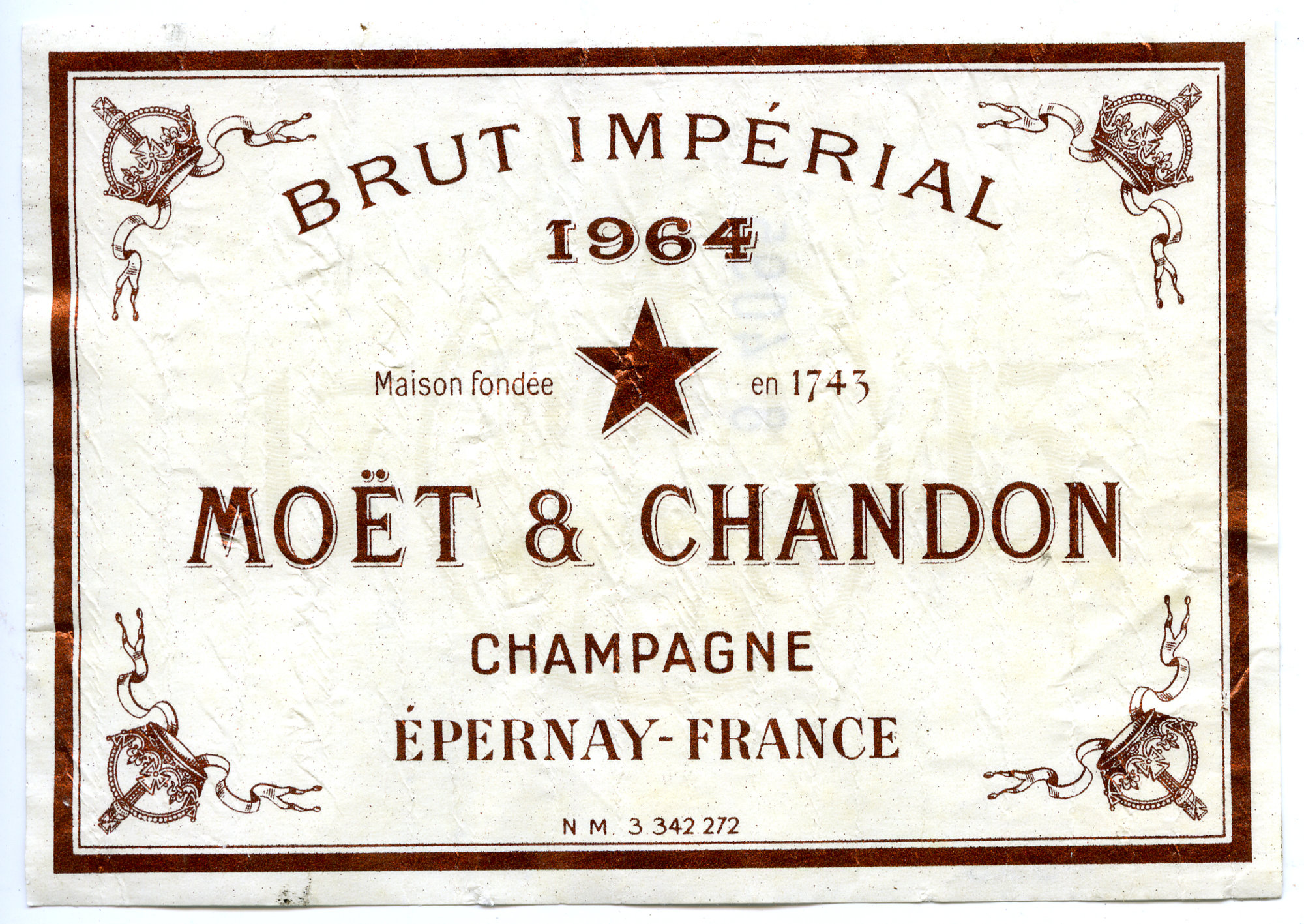 Maison Fondee Moet and Chandon Label (1964) | Living Histories