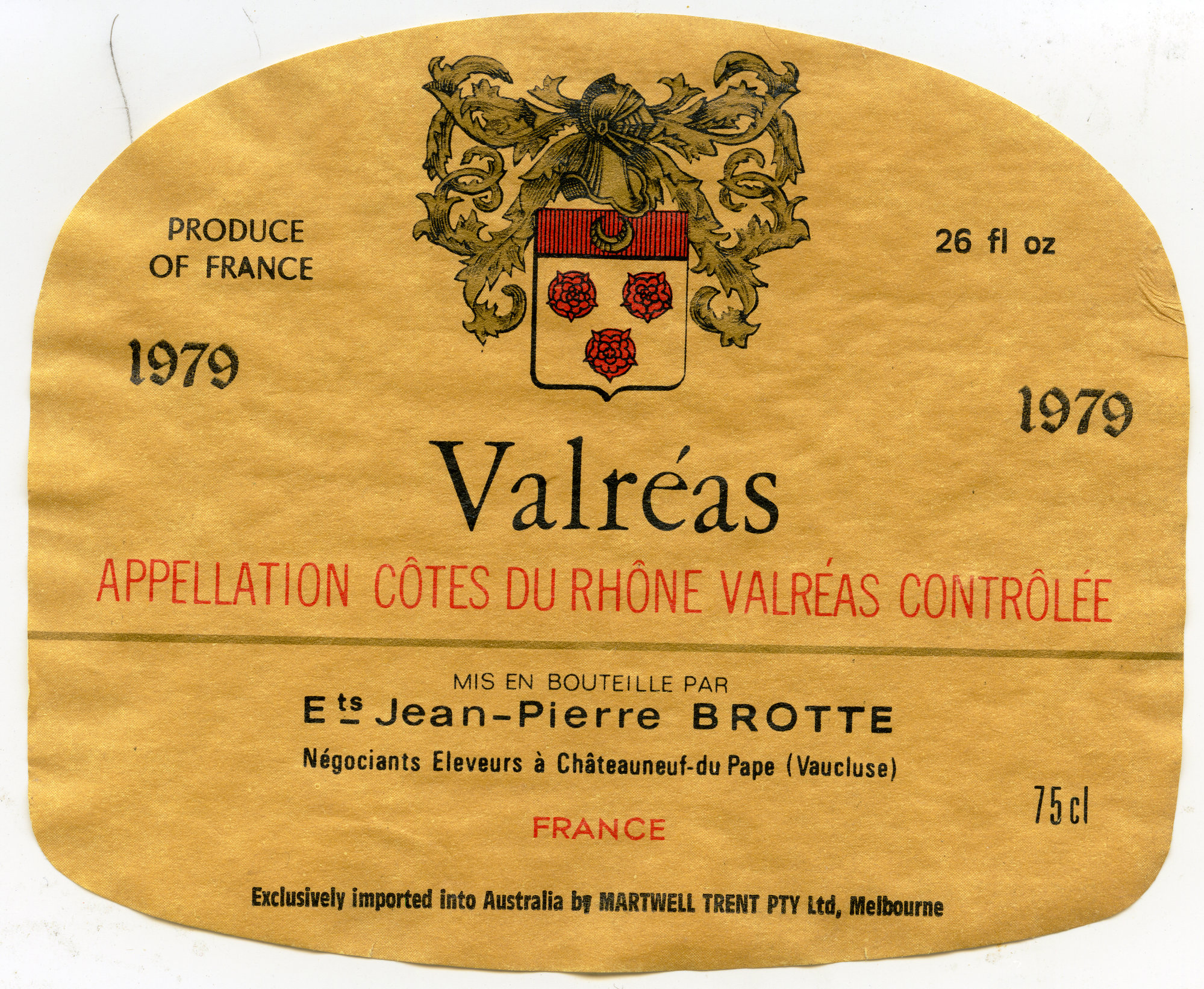 Chateauneuf-du-Pape Valreas Label (1979) | Living Histories