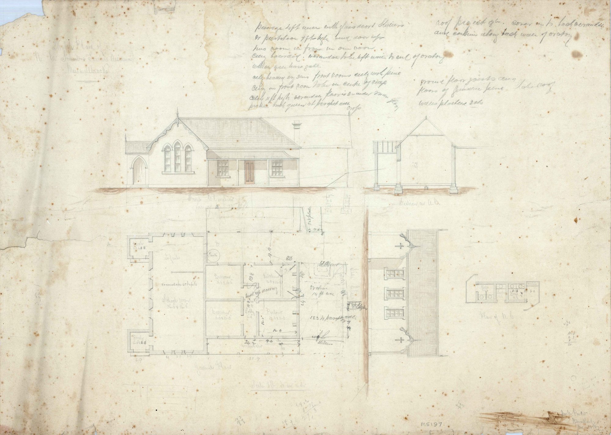 Sketch plan of the R.C. School and Teachers Residence in Muswellbrook ...