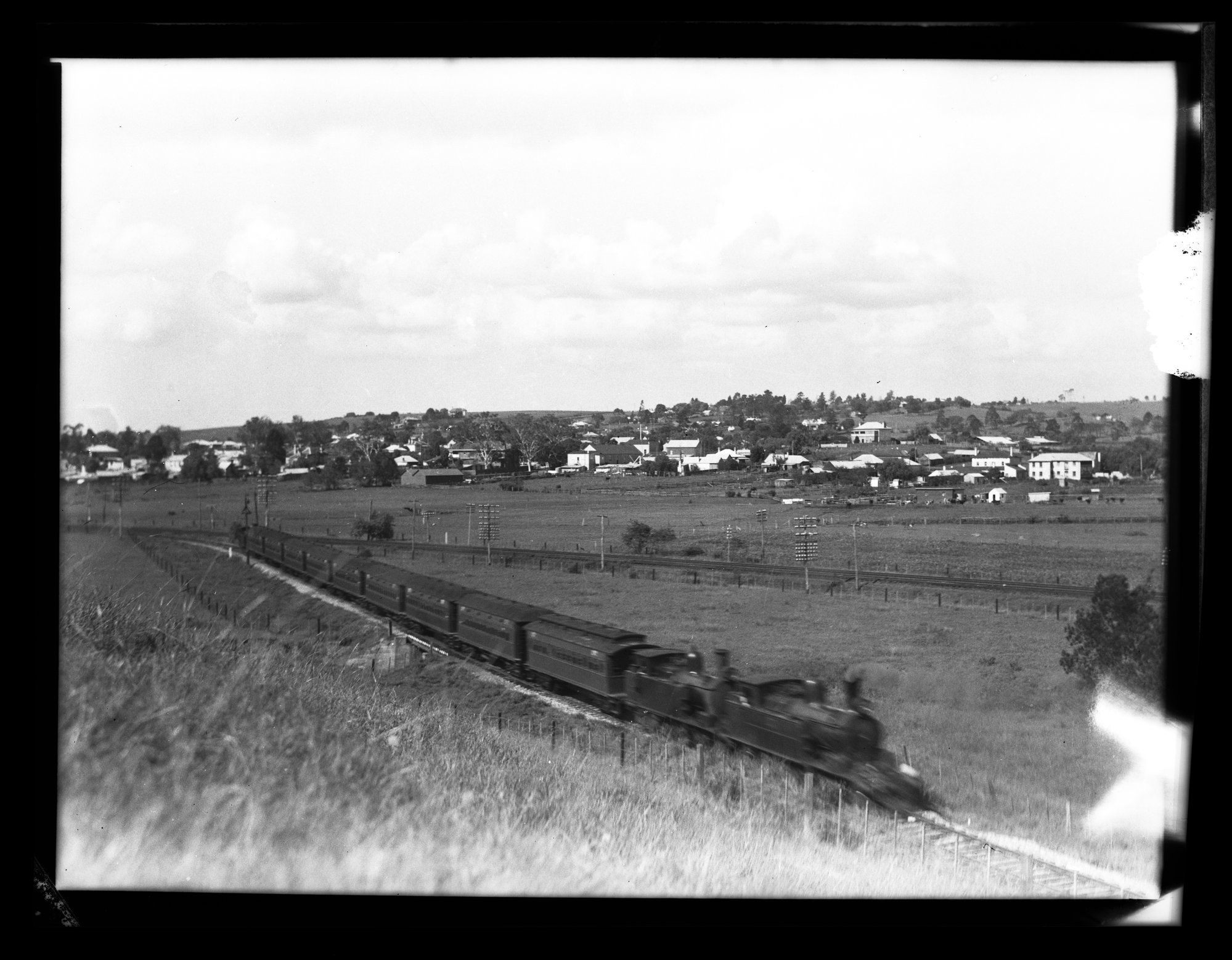Pair of unidentified tank locomotives, hauling passenger train, Camden ...