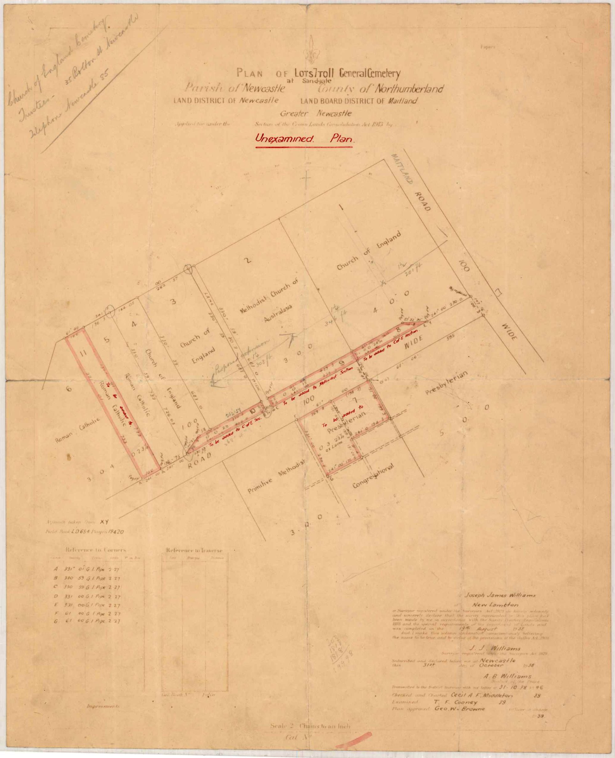 Plan of Sandgate Cemetery, NSW, Australia, October 1938 | Living Histories
