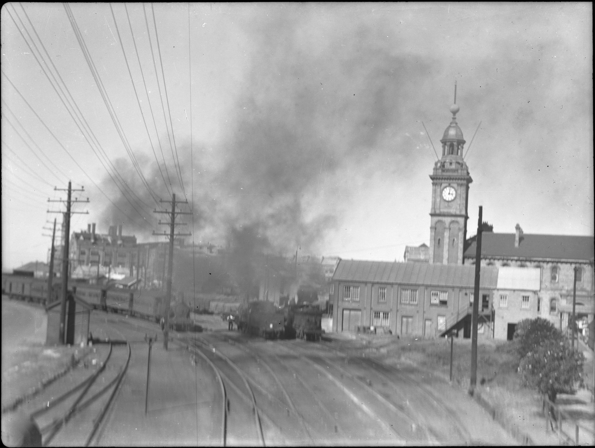 NSWGR steam locomotives, classes indeterminate, at Newcastle, NSW, [n.d ...