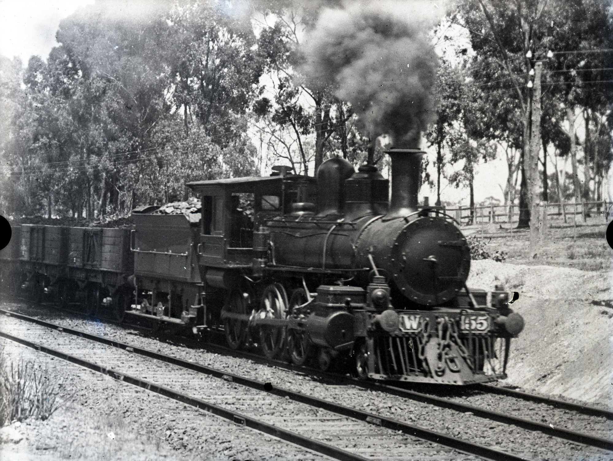 Victorian Railways W Class, no. 155, hauling coal, unidentified ...