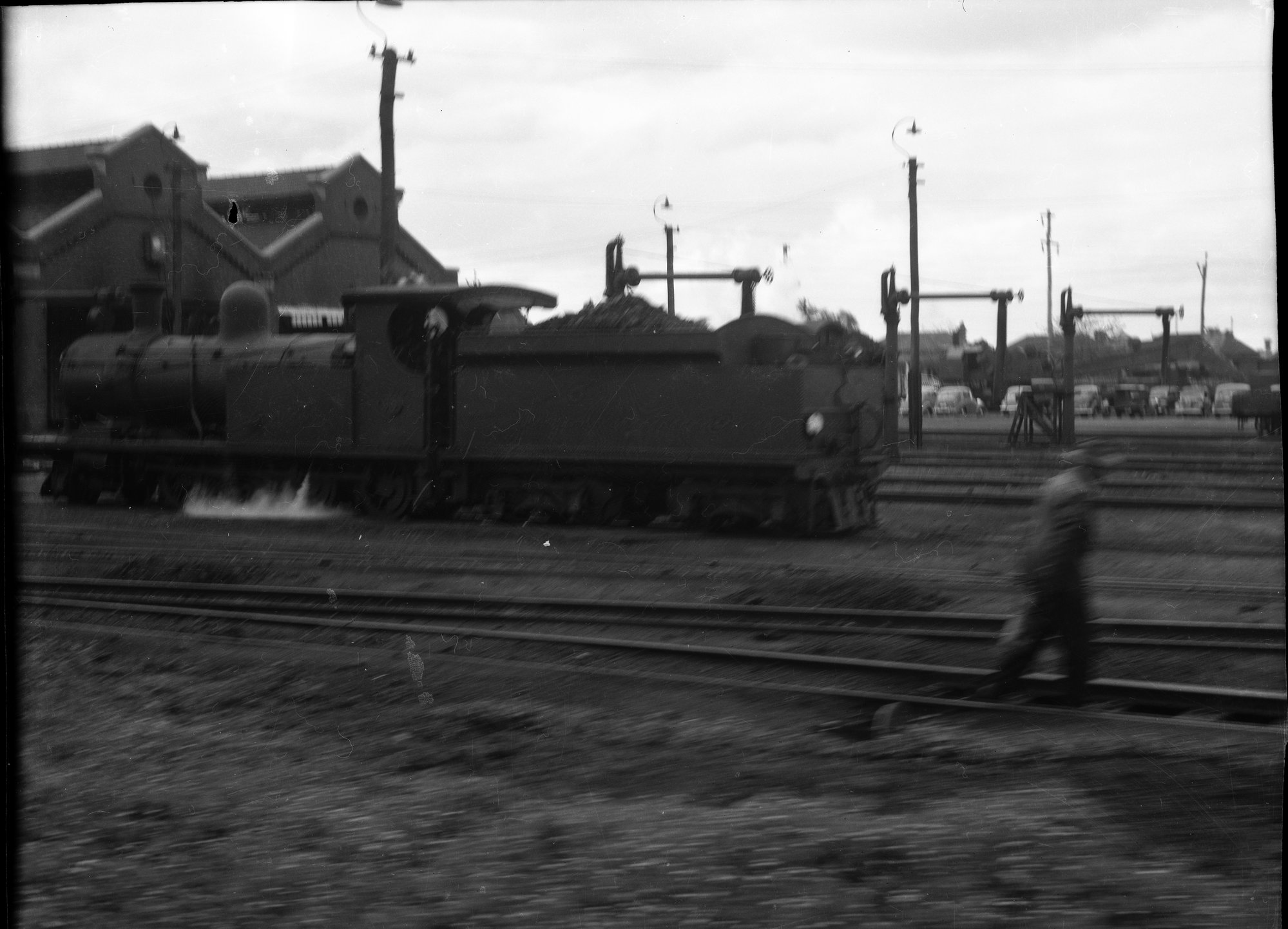 WAGR O Class, no consist, in railway depot yard, unidentified location ...