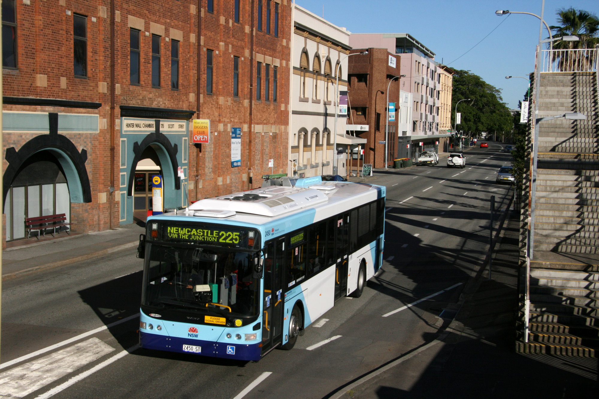 STA Volvo B7RLE 2450, Scott Street at Market Street, Newcastle, NSW, 6 ...