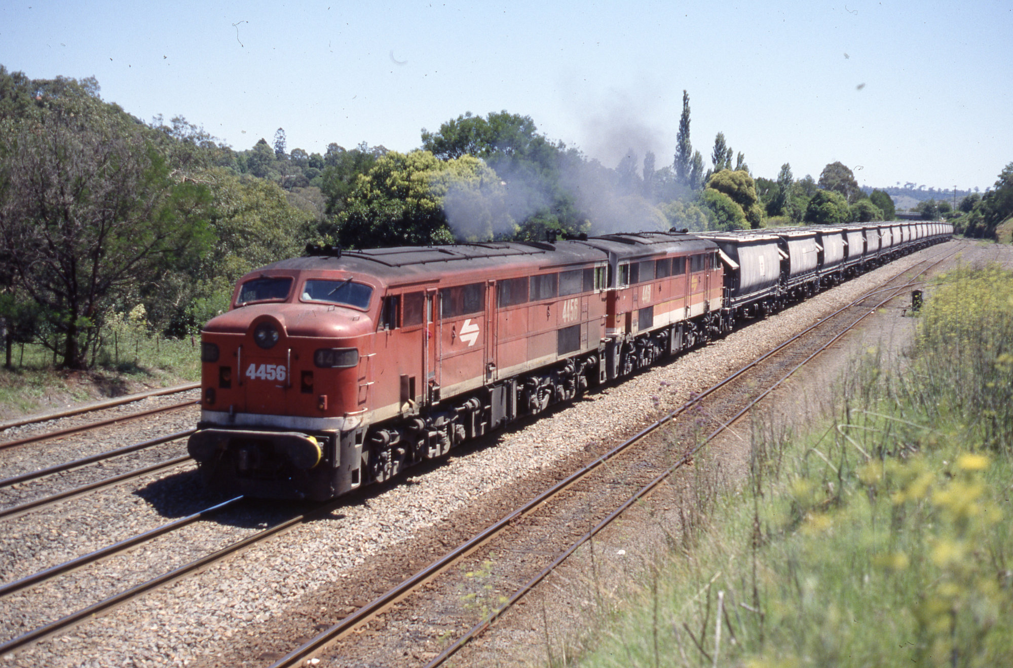 4456 and 4461, clinker train, Picton, NSW, 31 January 1991 | Living ...