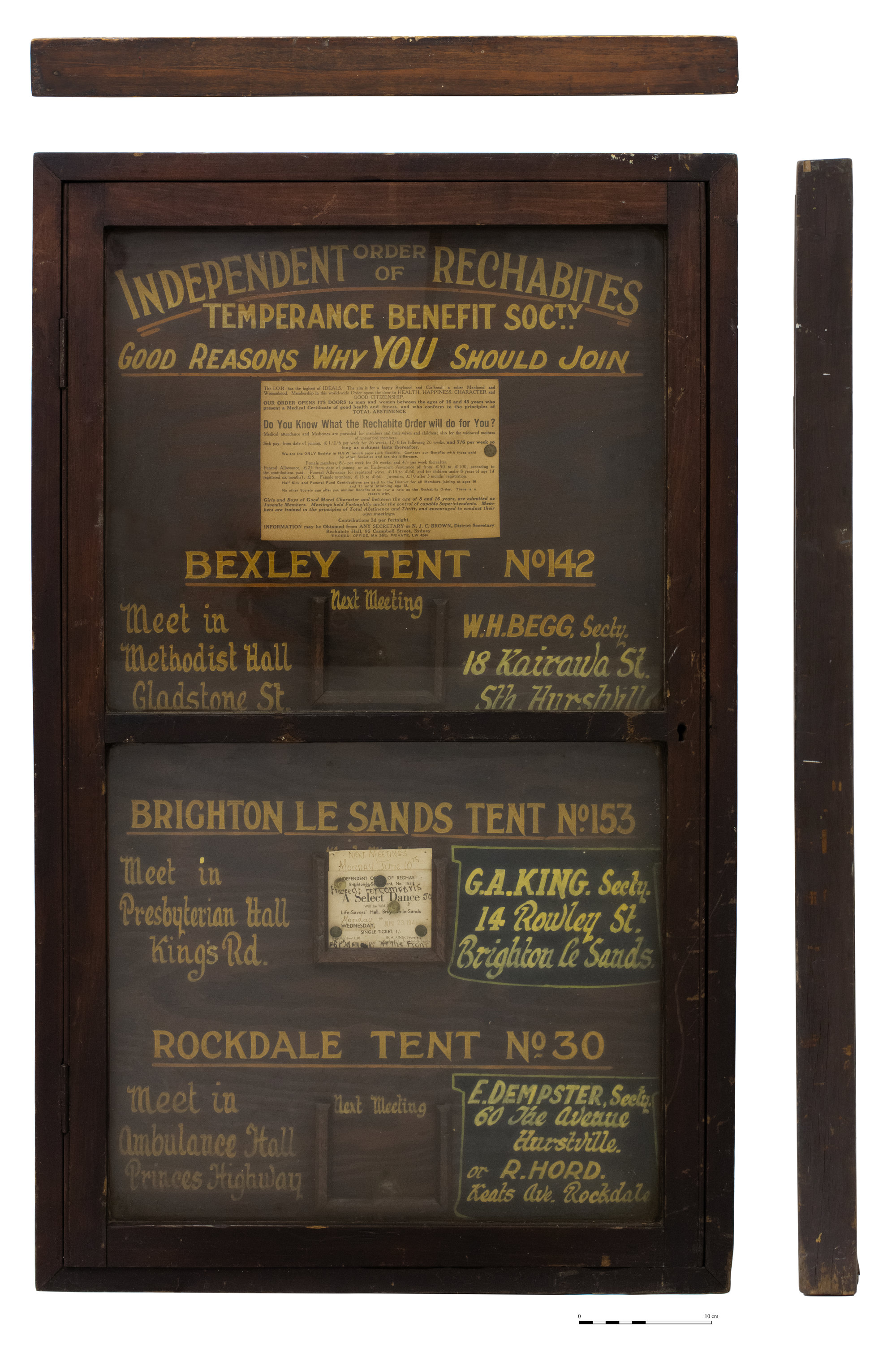 Meeting board for the Independent Order of Rechabites Temperance ...