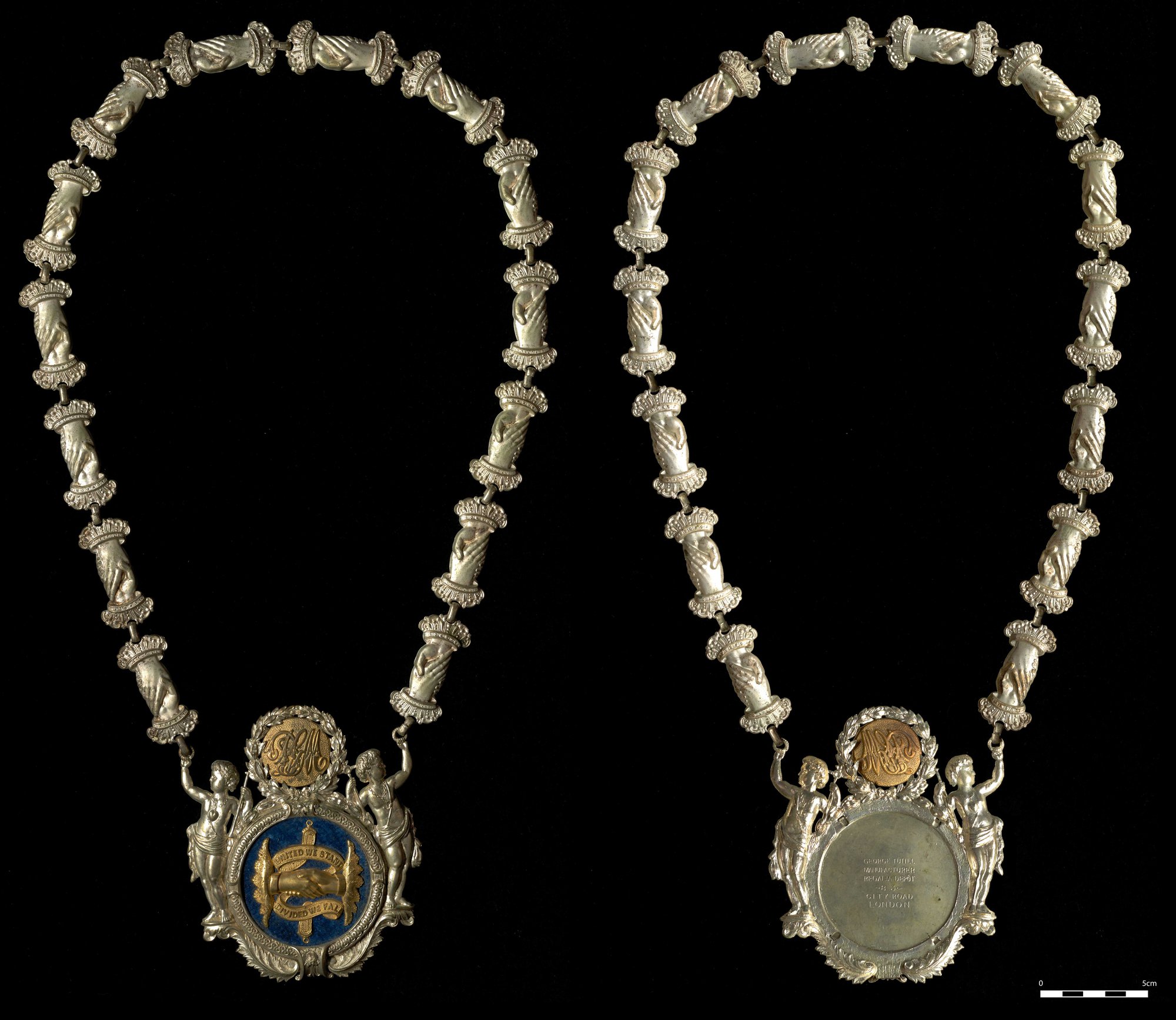Masonic Grand Master chain of office with handshake chain links ...