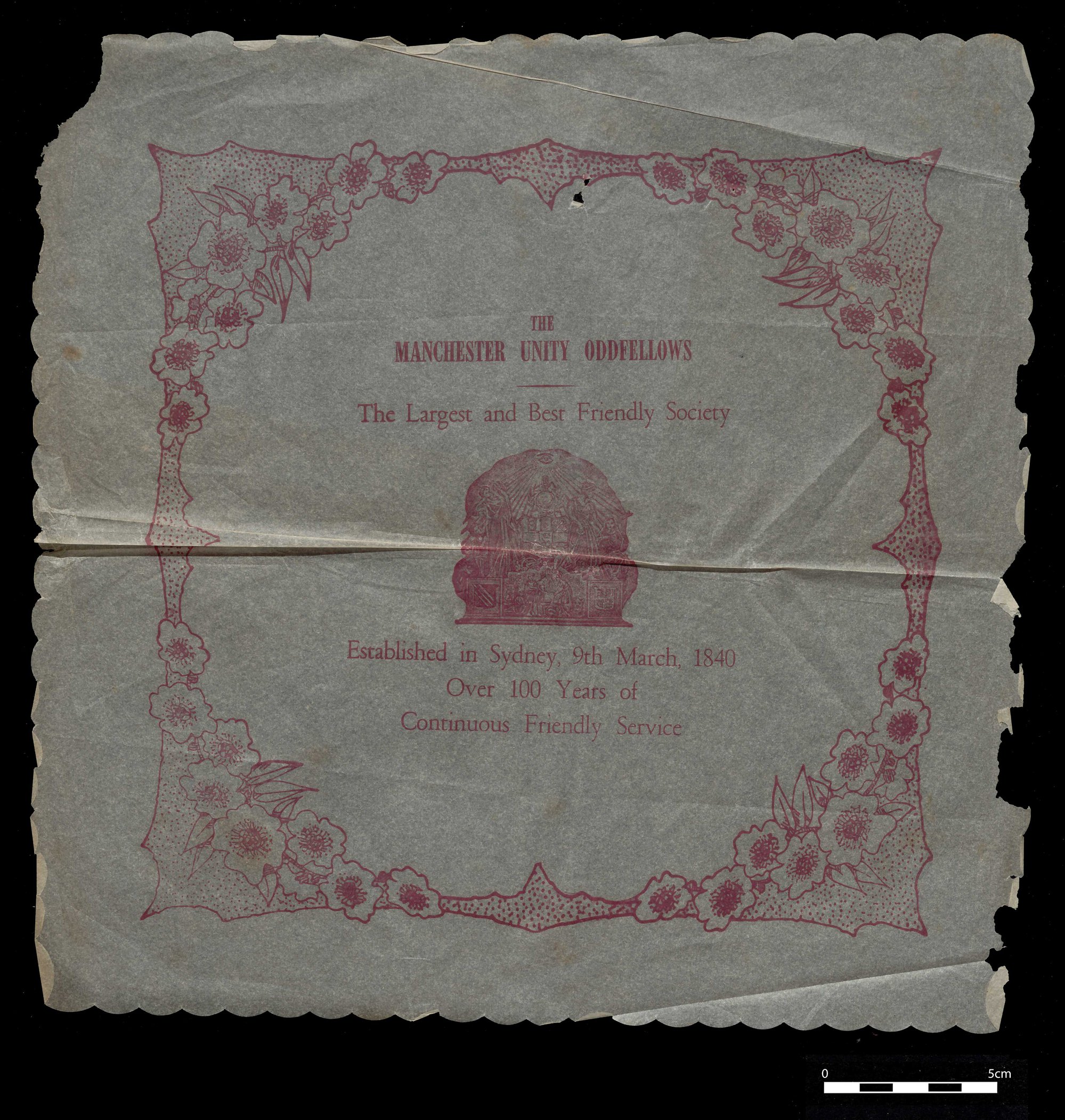 The Manchester Unity Oddfellows, Est. Sydney 1840, print on paper ...