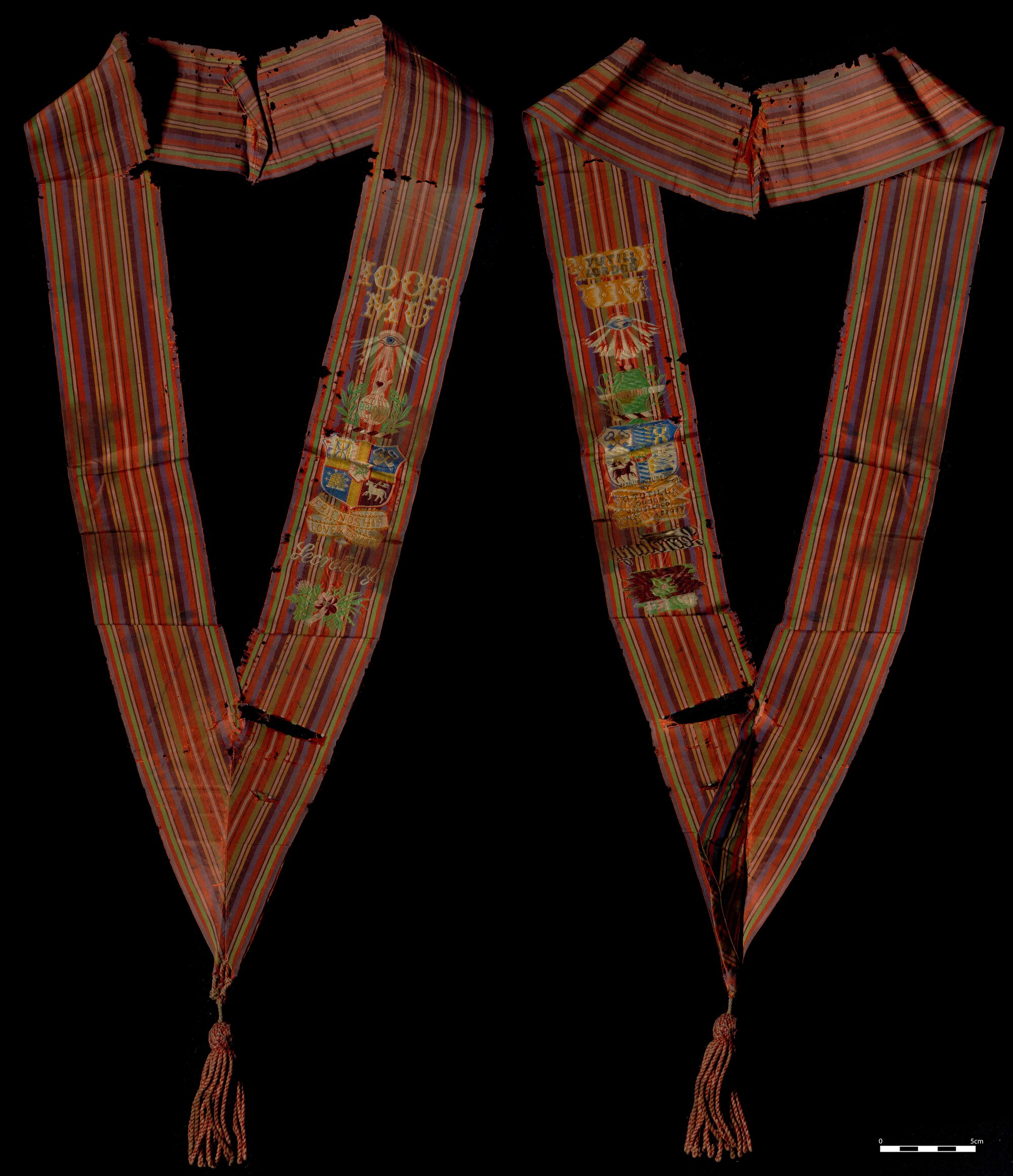 Independent Order of Odd Fellows Manchester Unity, striped sash with ...