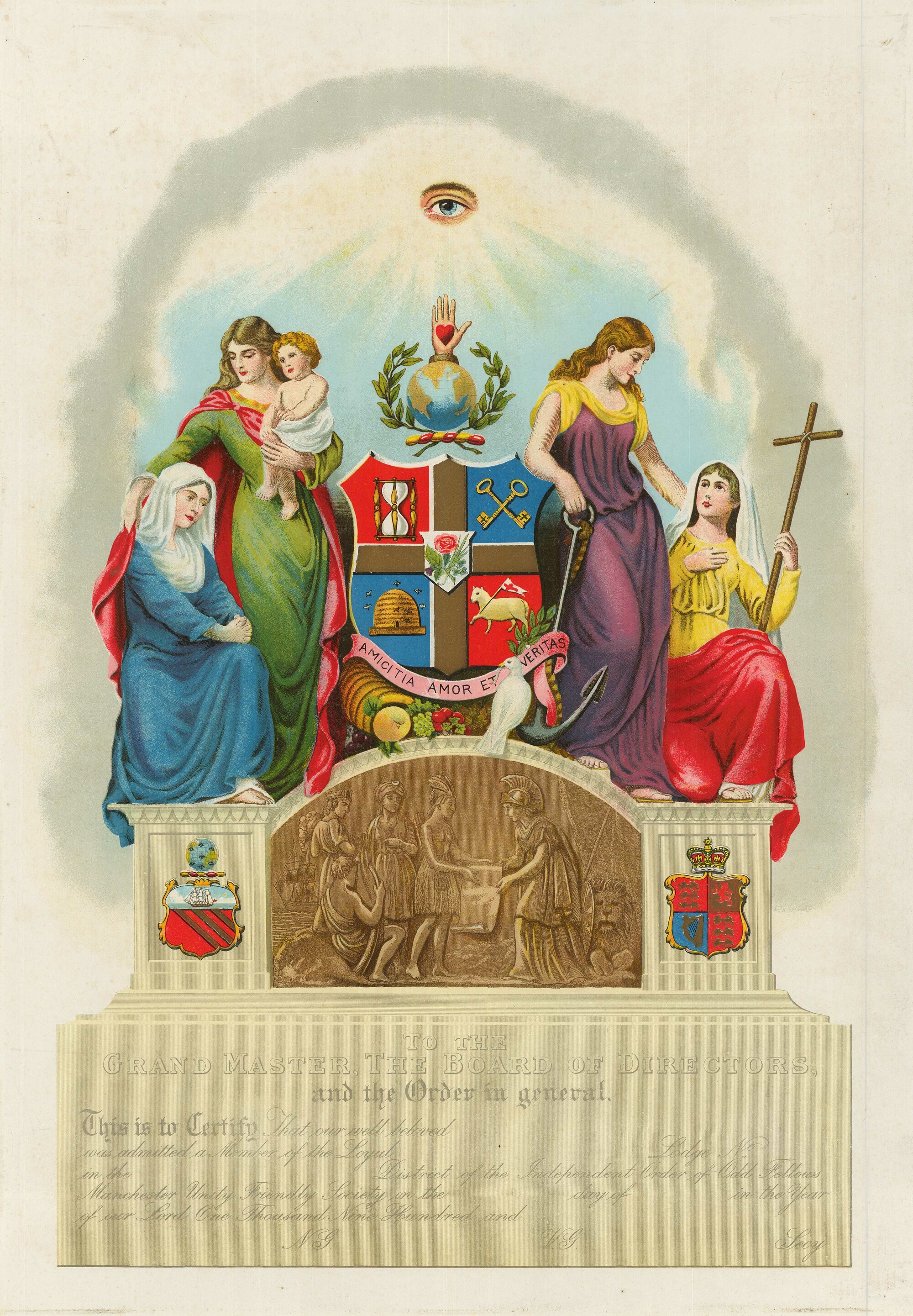 Certificate, Independent Order of Odd Fellows Manchester Unity Friendly ...