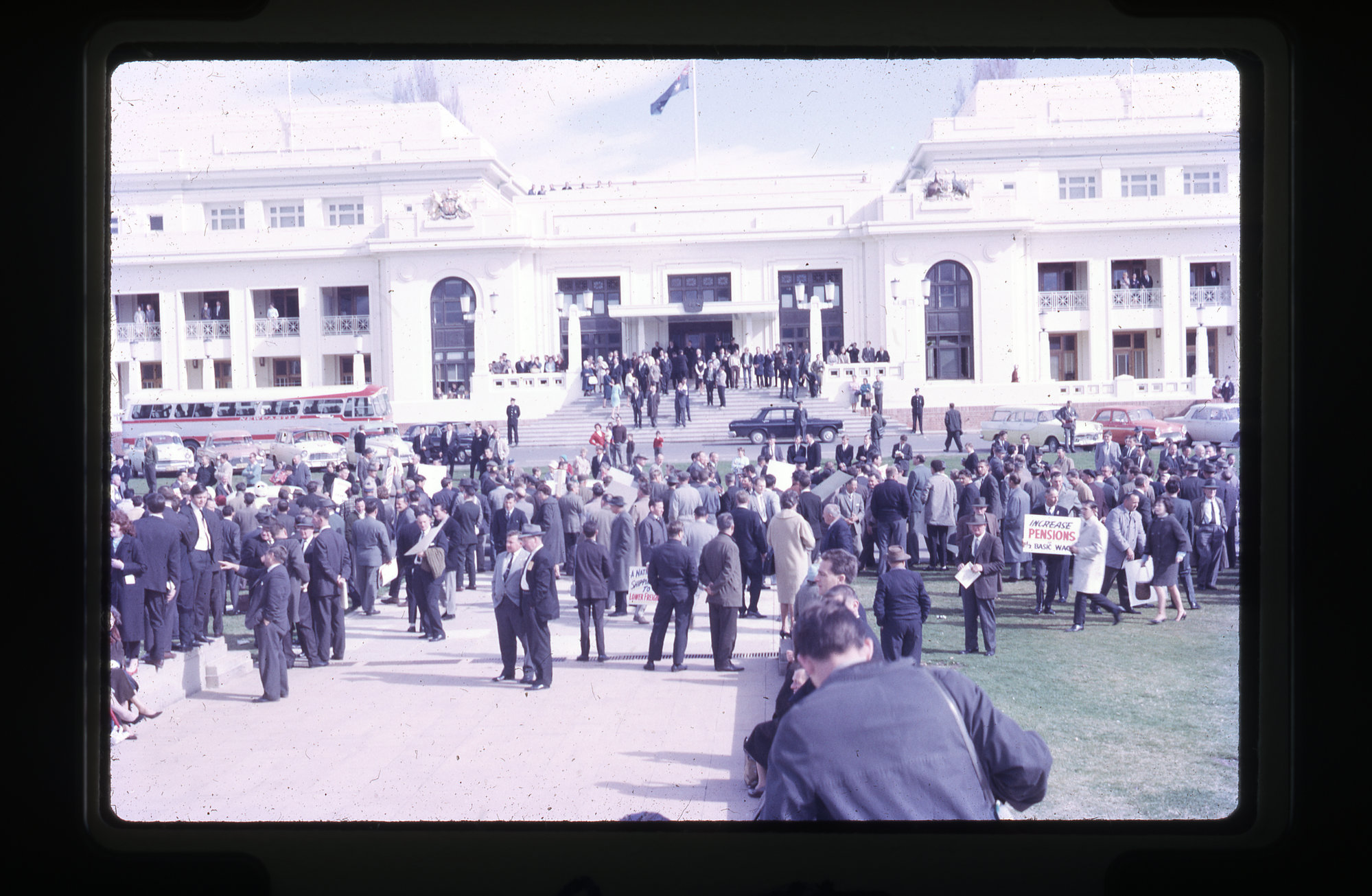In front of old Parliament House, Parkes, ACT, Budget protest 1965 ...