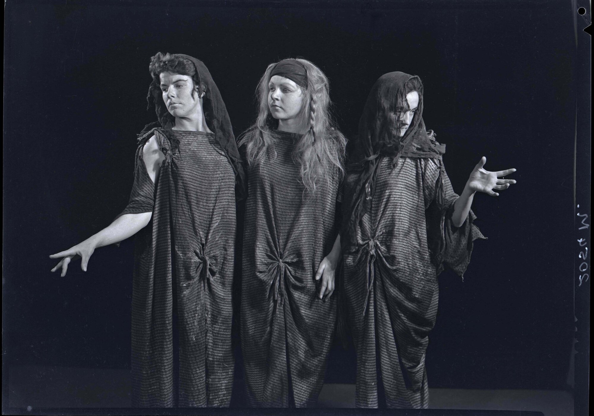 Three witches in costume for a Newcastle University College production ...